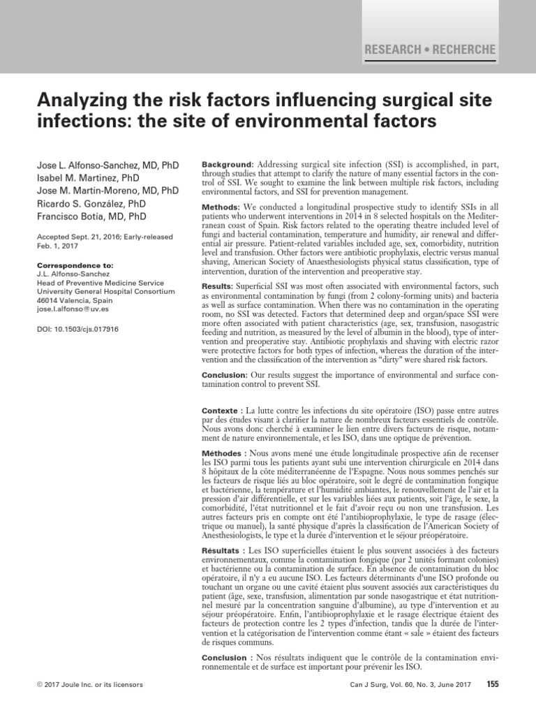 Analyzing The Risk Factors Influencing Surgical Site Infections: The ...