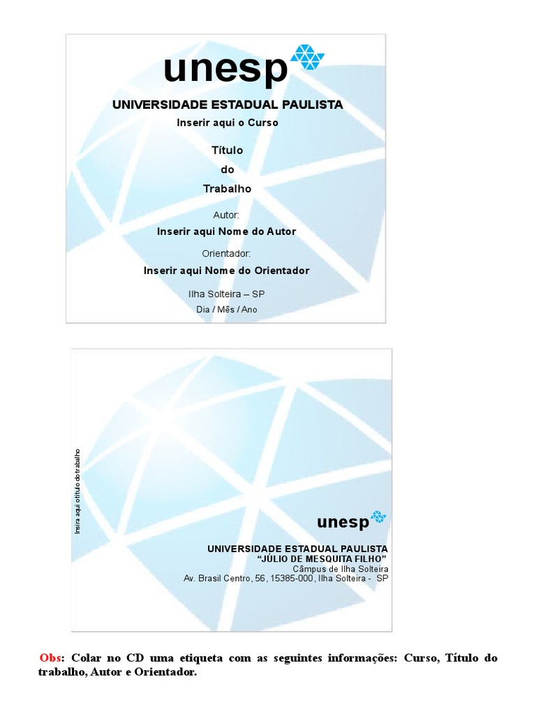 Modelo de Capa - TCC - TG - TF - Odt | PDF