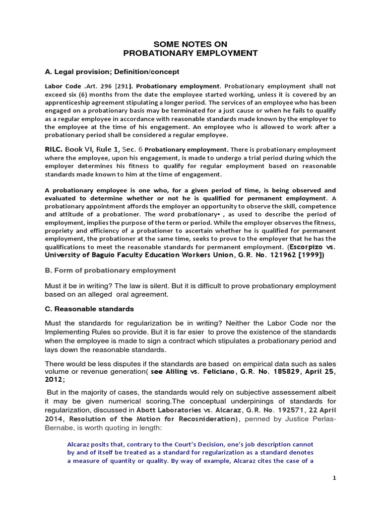Notes On Probation | PDF | Probation | Employment