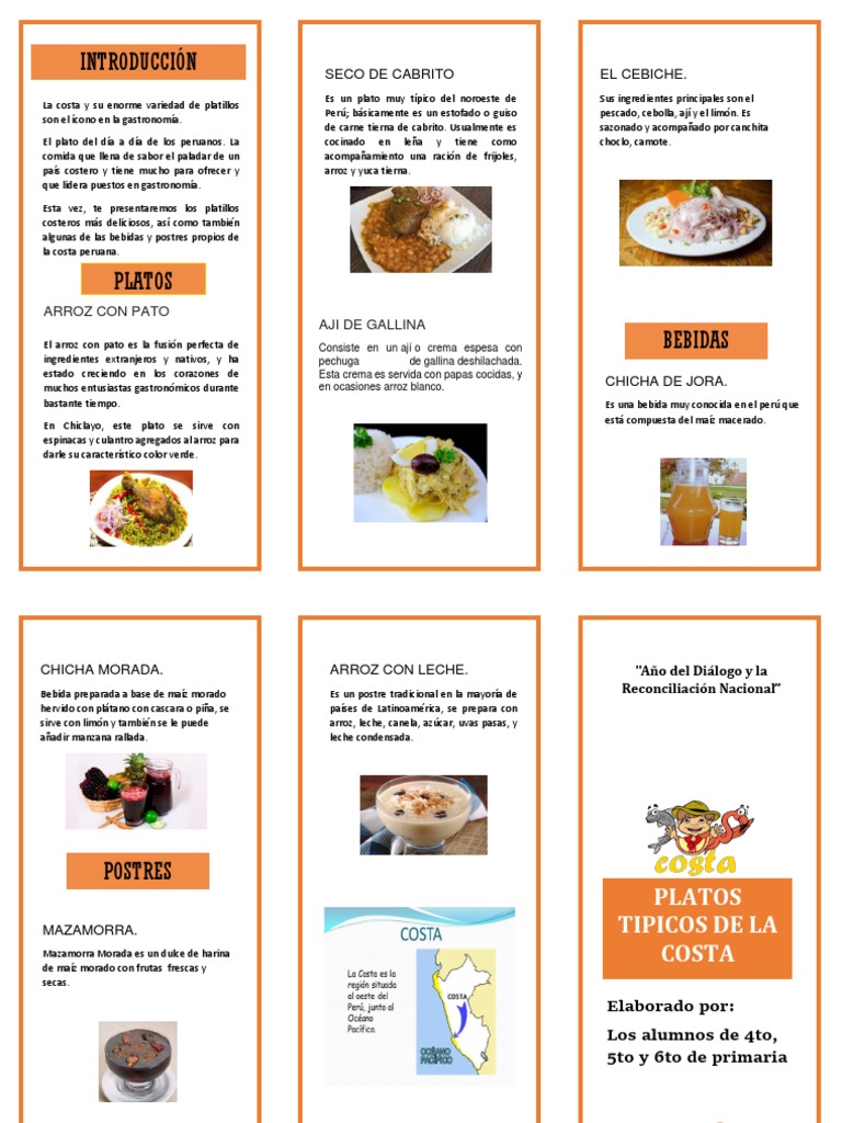 Triptico Comidas Tipicas | PDF | Postres | Maíz