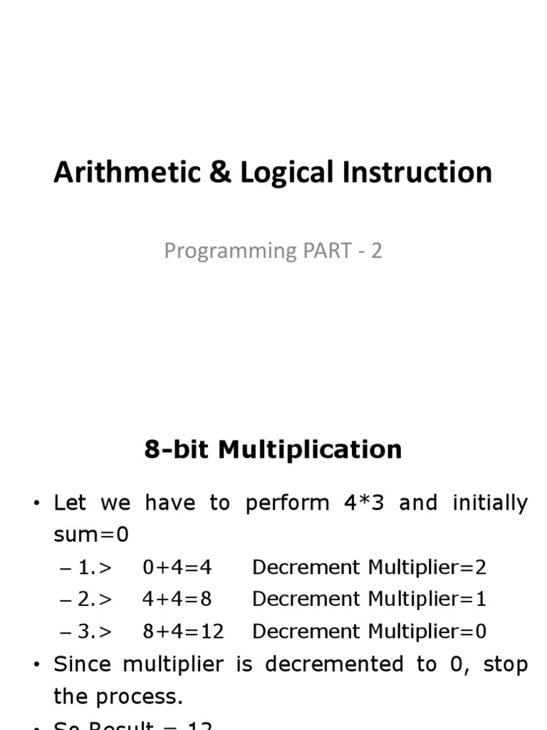 05 Arithmetic And Logical Instruction Pdf Binary Coded Decimal Multiplication 