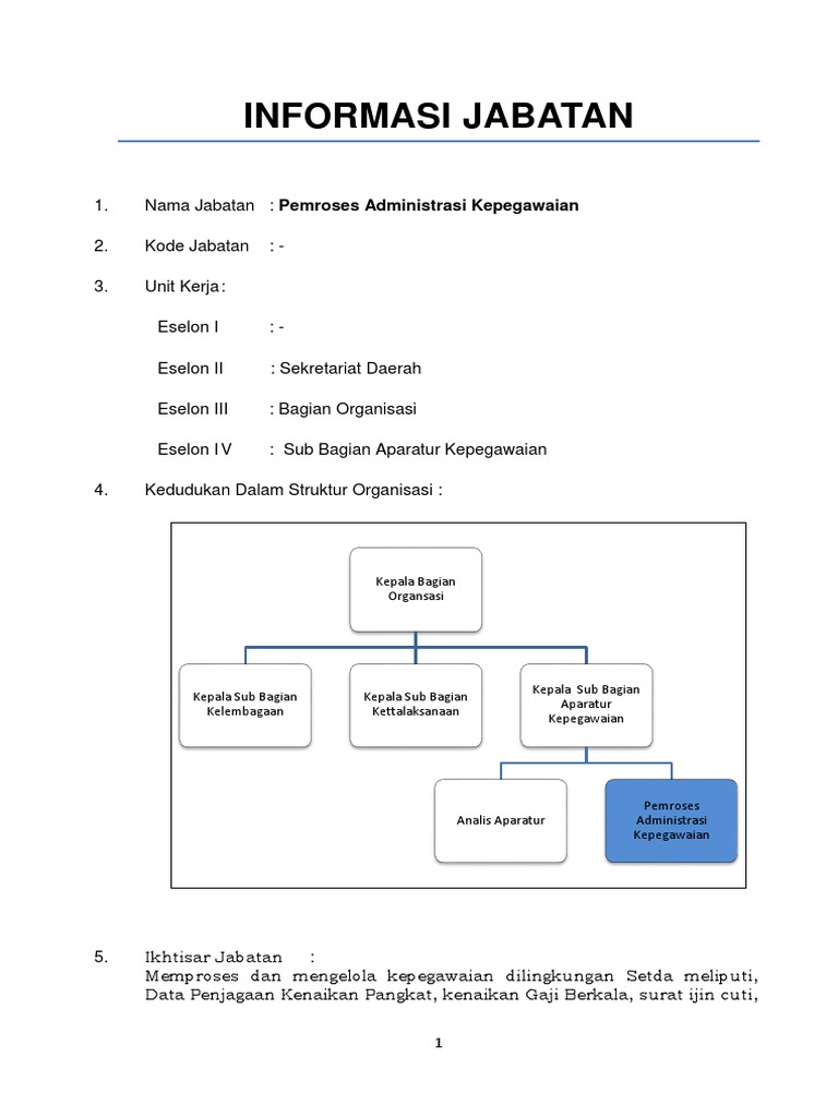 Form Isian Anjab Jfu Pemroses Administrasi Kepegawaian | PDF