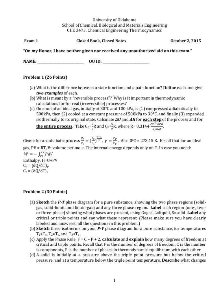 Two Examples of Each.: Exam 1 Closed Book, Closed Notes October 2, 2015 ...