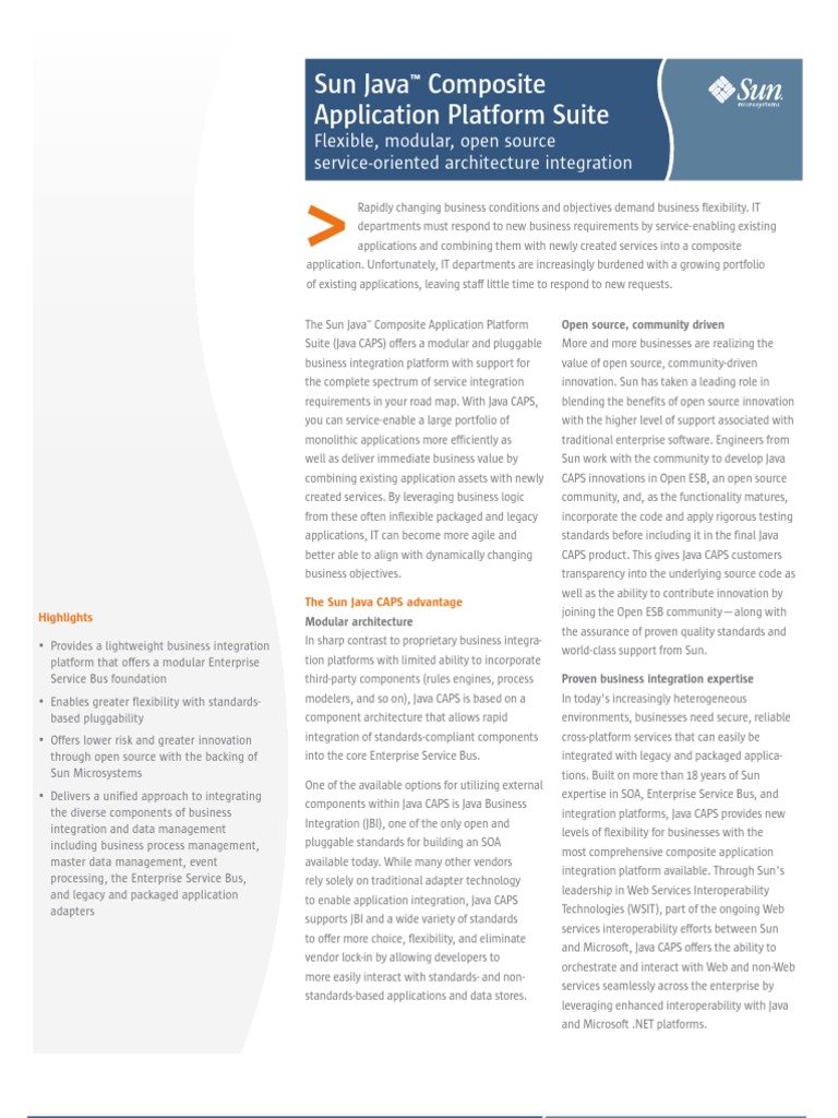 Sun Java™ Composite Application Platform Suite: Flexible, Modular, Open ...