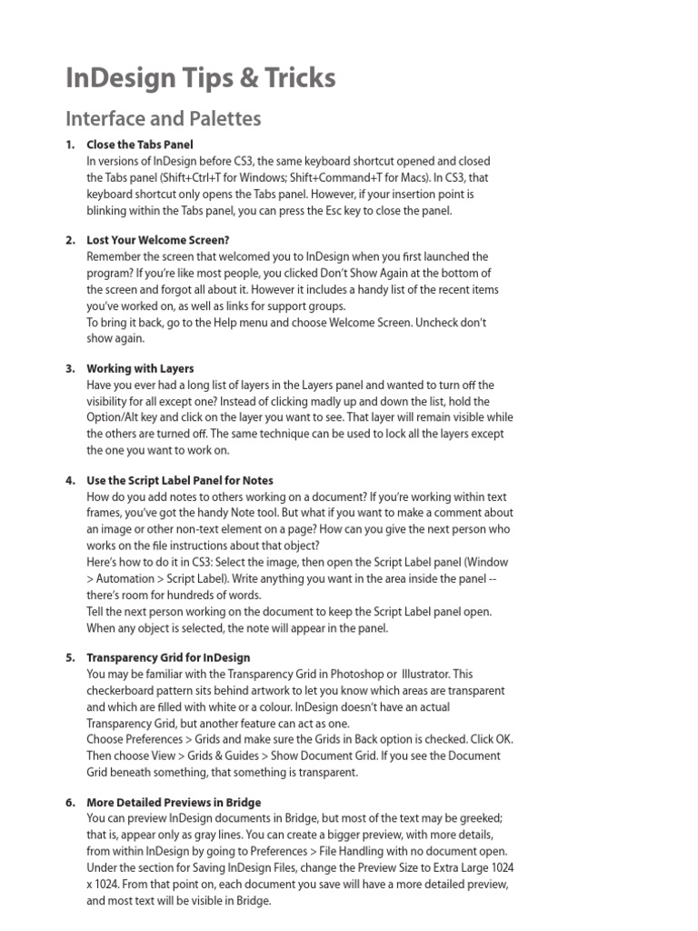 Indesign Tips & Tricks: Interface and Palettes | Download Free PDF ...
