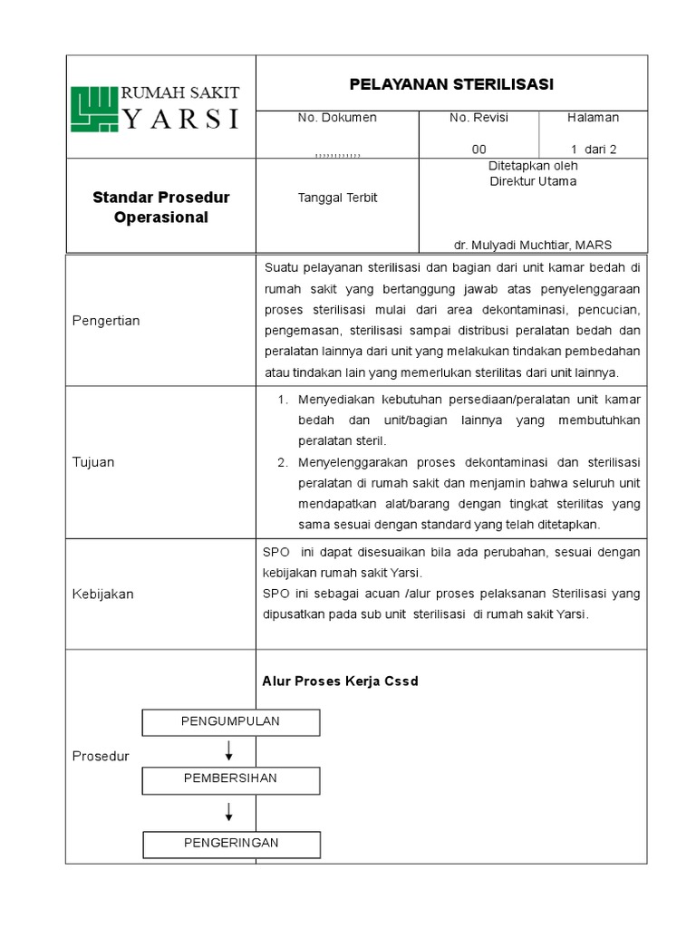 Alur Kerja CSSD | PDF