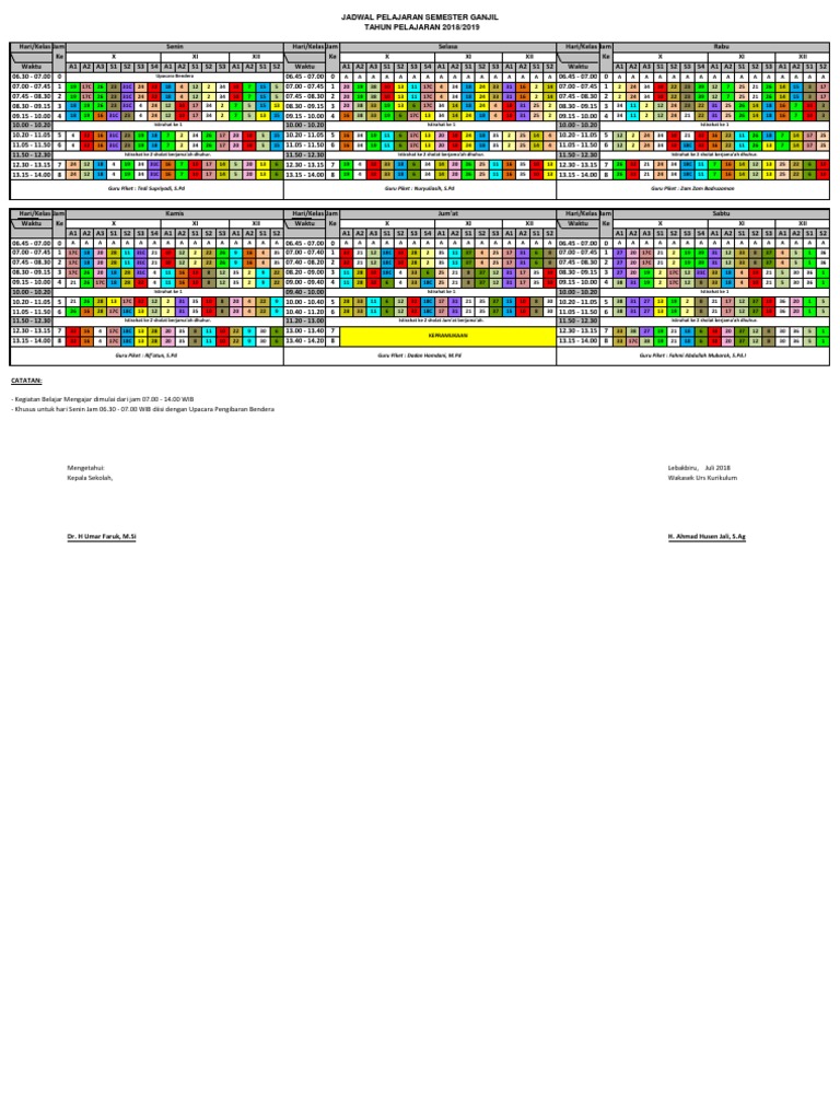 Lampiran SKBM + Jadwal Pelajaran 2018-2019 FIX REV 6 | PDF