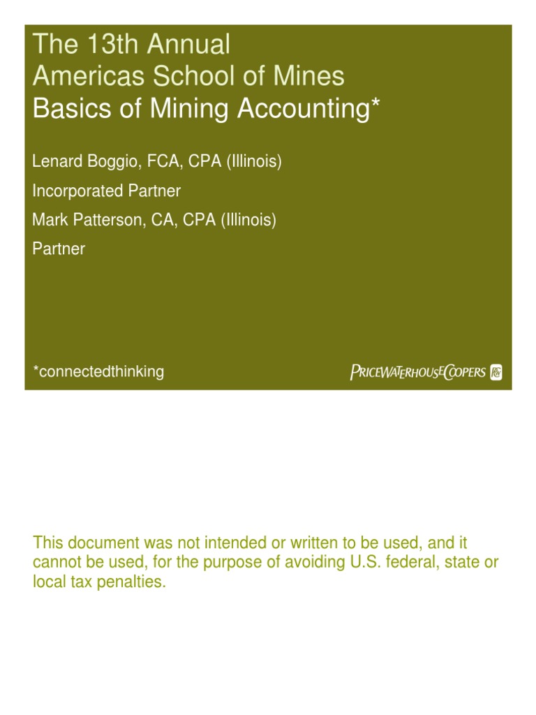 Basics of Mining Accounting Canada | PDF | Fair Value | Joint Venture