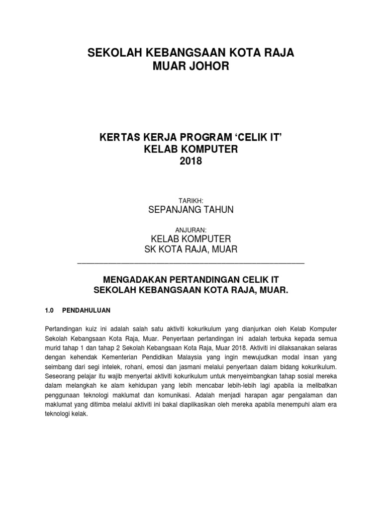 Kertas Kerja Program Celik IT | PDF