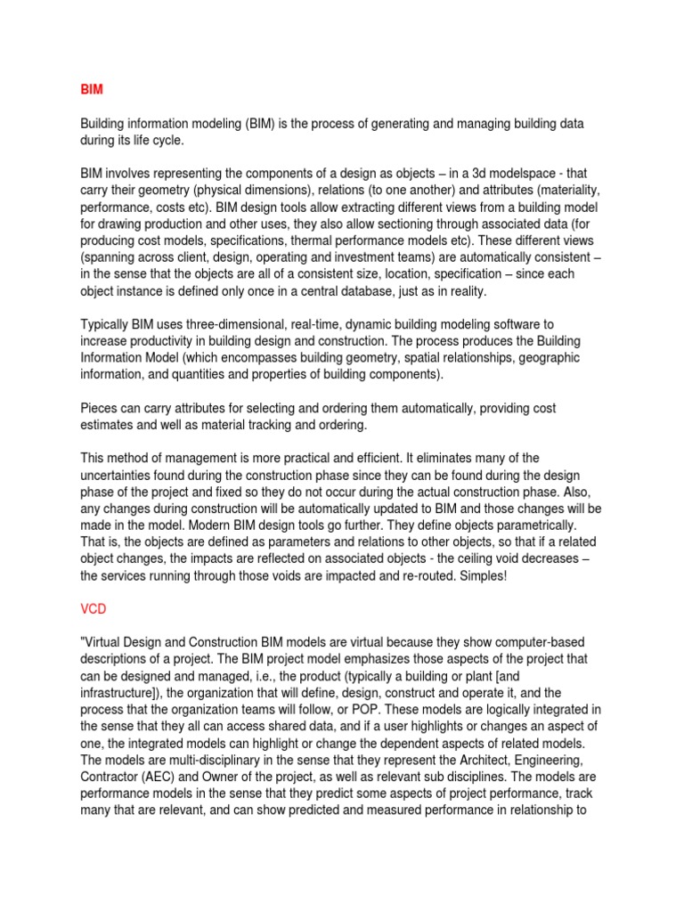 Bim & VCD | PDF | Building Information Modeling | Scientific Modeling