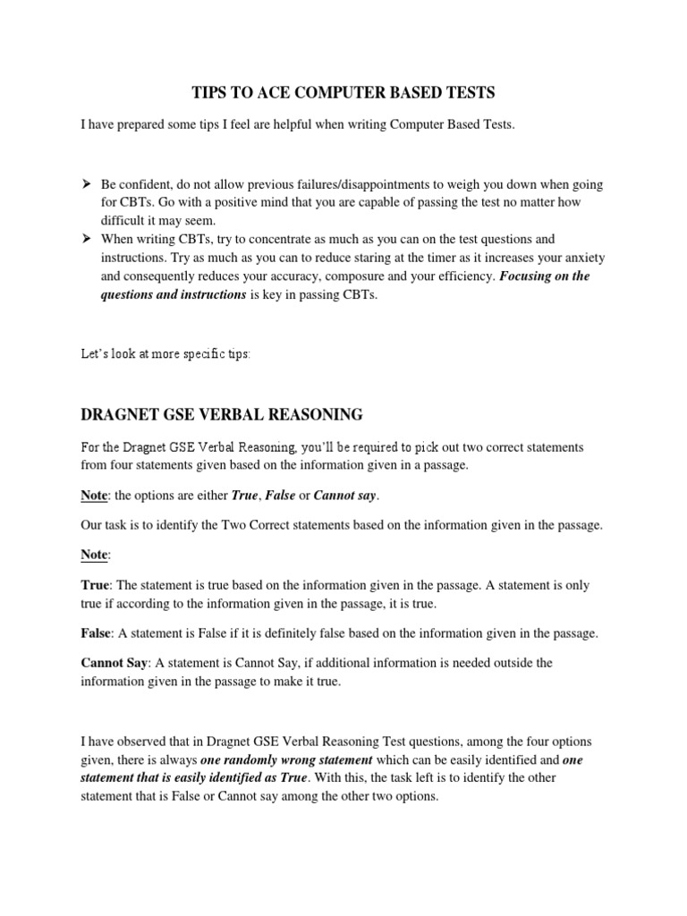 Tips To Ace Computer Based Tests: Questions and Instructions Is Key in ...