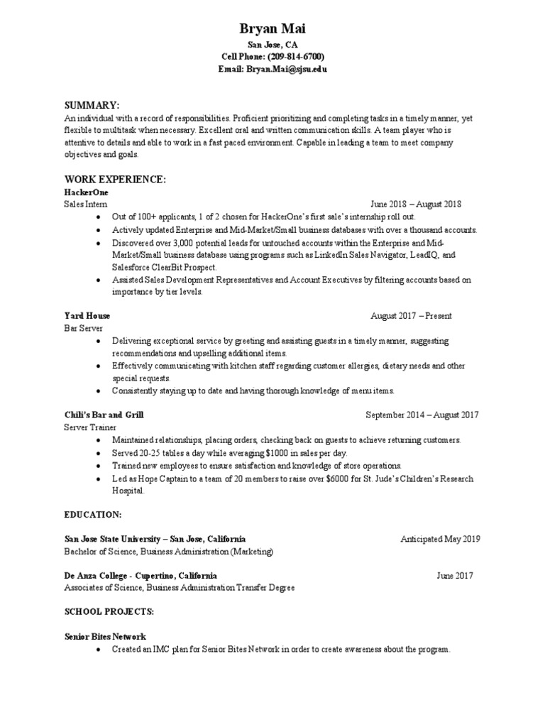 Bryan Resume 2018 | PDF | Sales | Databases