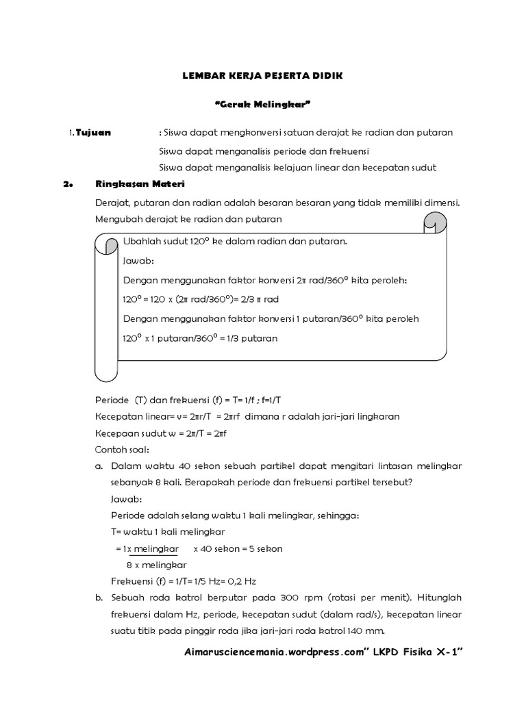 LKPD Fisika Gerak Melingkar | PDF