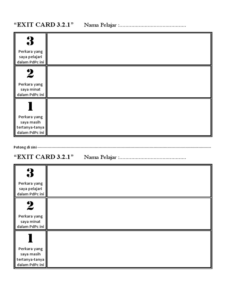 Exit Card 3 | PDF
