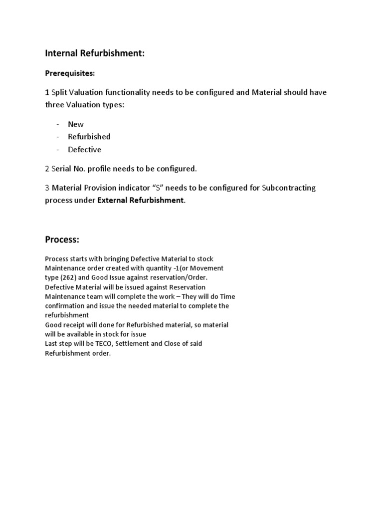 Internal Refurbishment User Manual in SAP PM | PDF | Areas Of Computer Science | Computing
