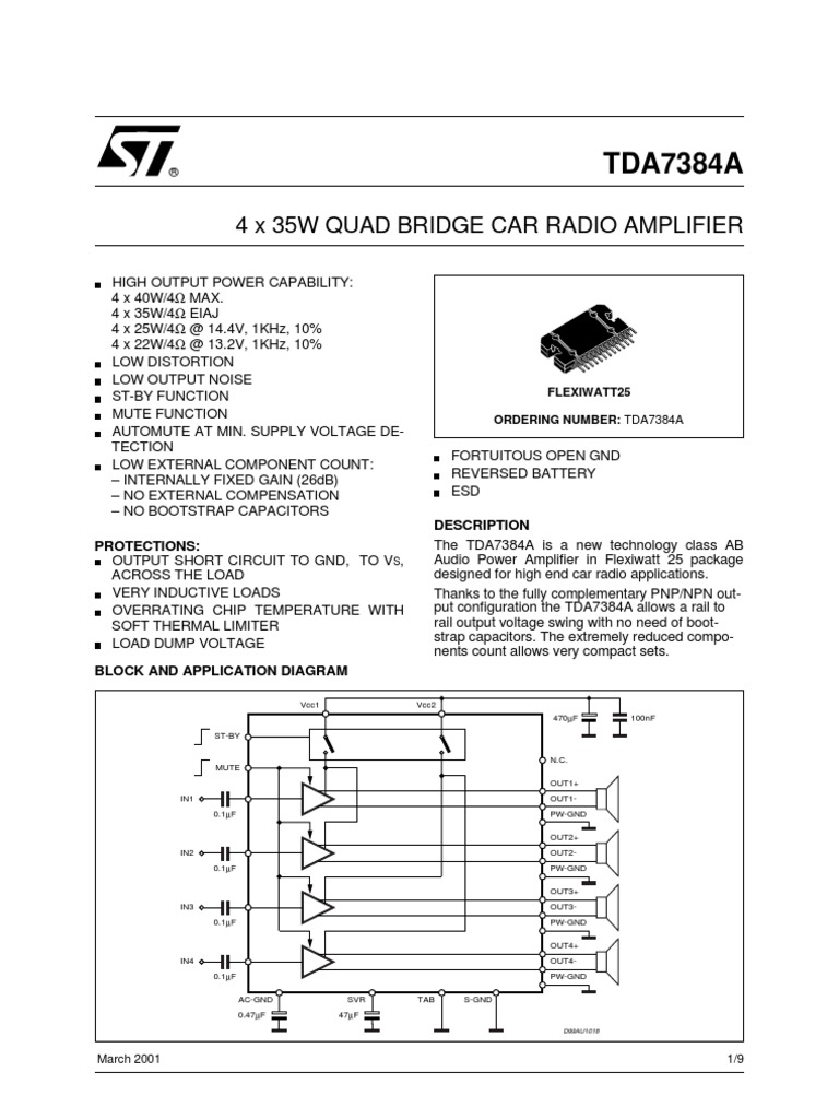 Tda 7384 | PDF | Amplifier | Capacitor