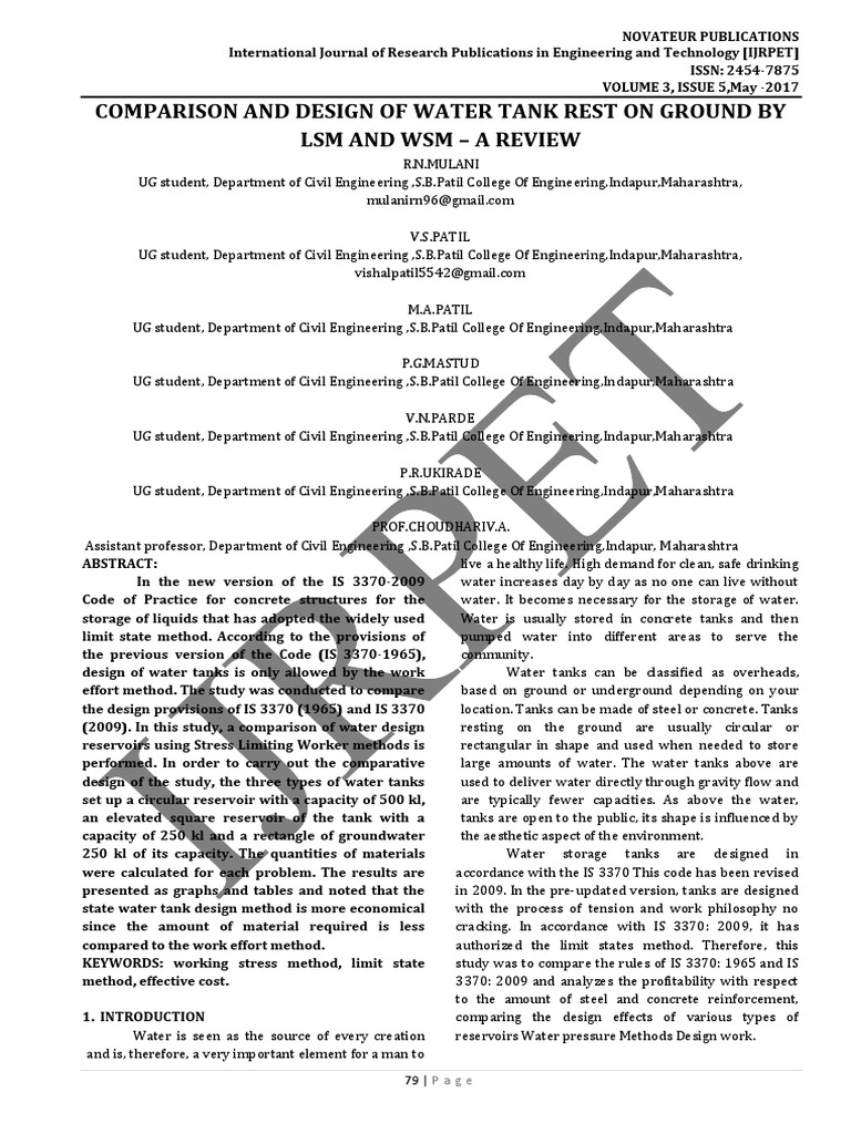 Water Tank Design | PDF | Concrete | Reservoir