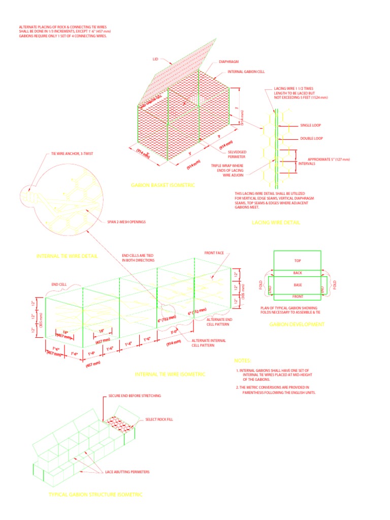 Gabion Basket Isometric: AB ION CE LL | PDF | Nature