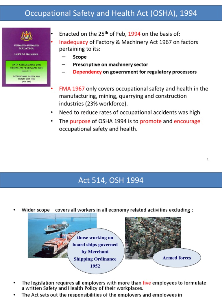 Chapter 2-2 - OSHA Act 1994 | Occupational Safety And Health ...