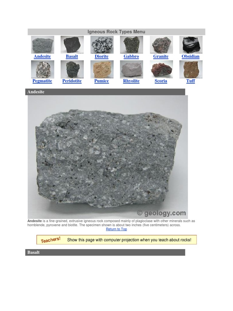A Comprehensive Guide to Common Igneous Rock Types | PDF | Igneous Rock ...