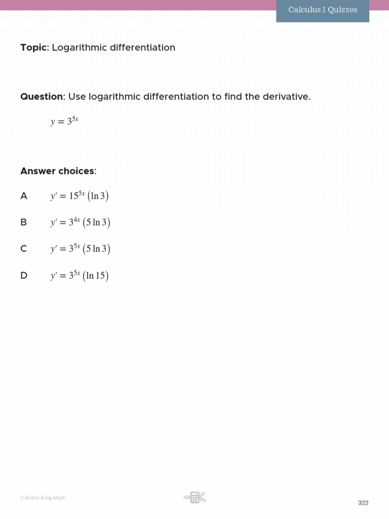Logarithmic Differentiation | PDF | Logarithm | Derivative