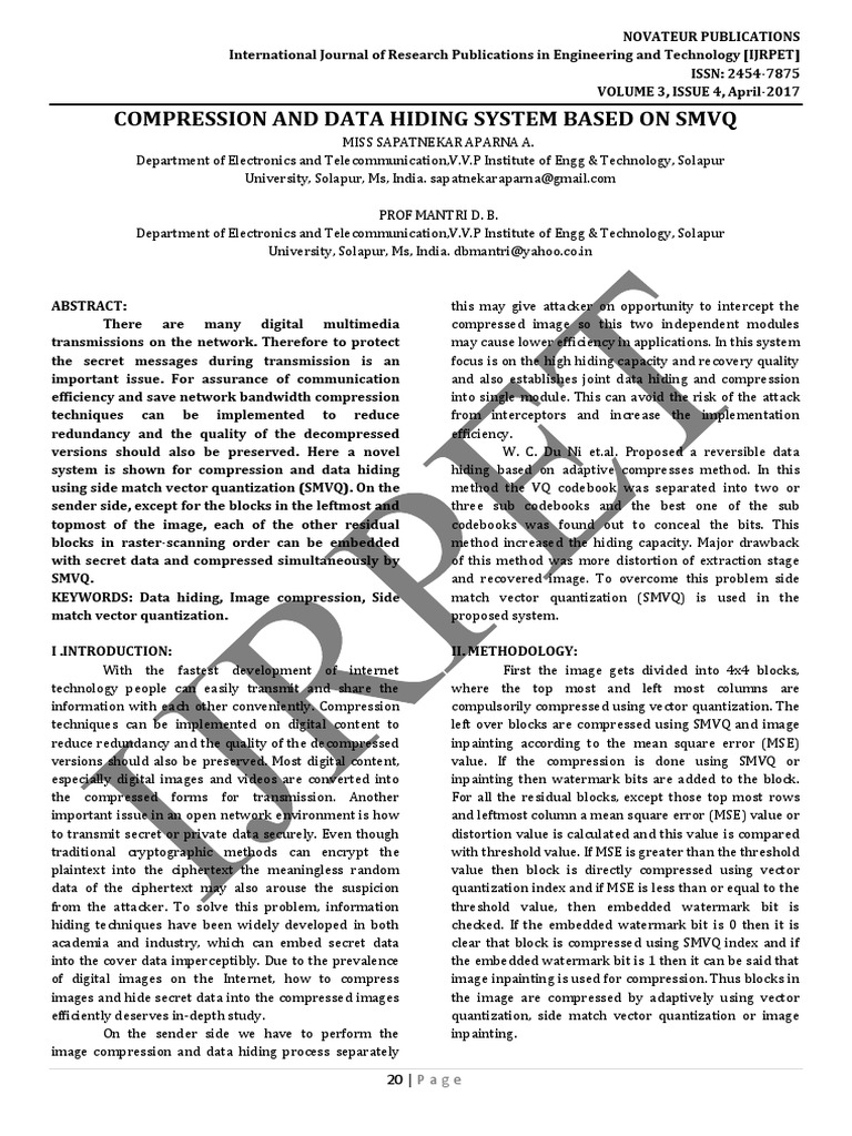 Compression and Data Hiding System Based On SMVQ | PDF | Data ...
