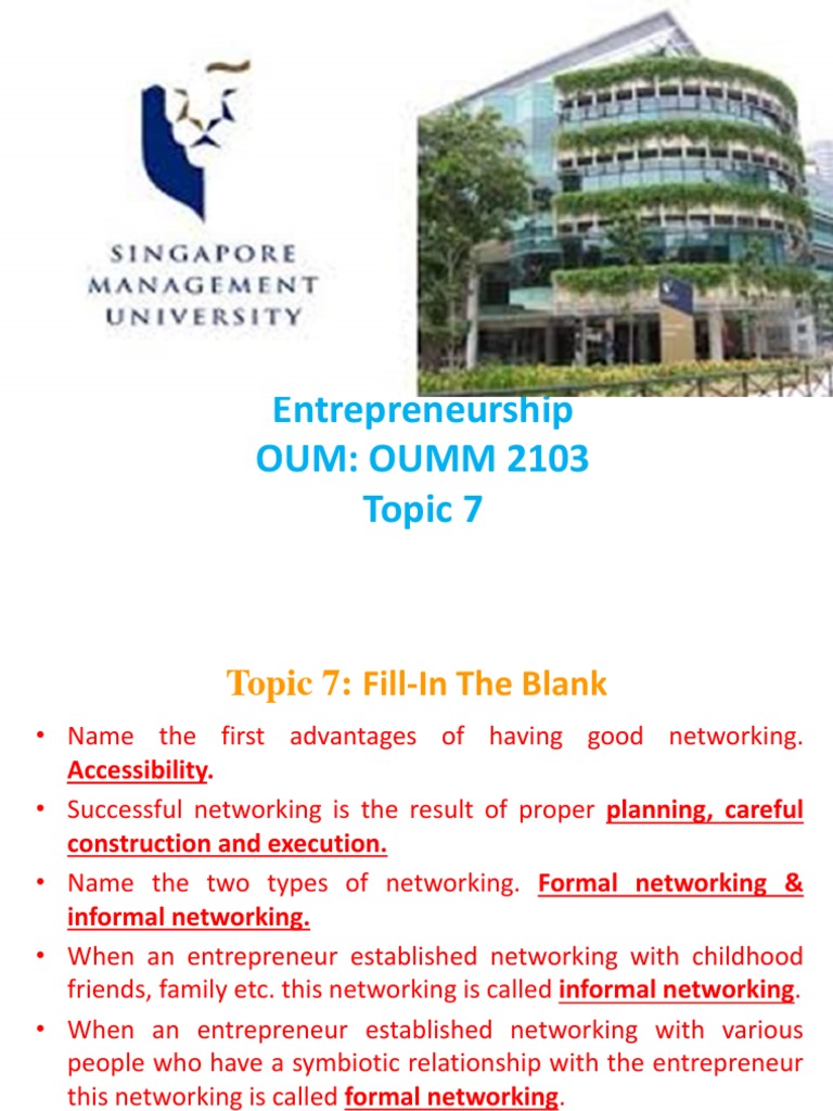 Entrepreneurship OUM: OUMM 2103 Topic 7: Dr. Azahari Jamaludin Email ...