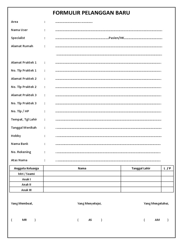 Form Pelanggan Baru New | PDF