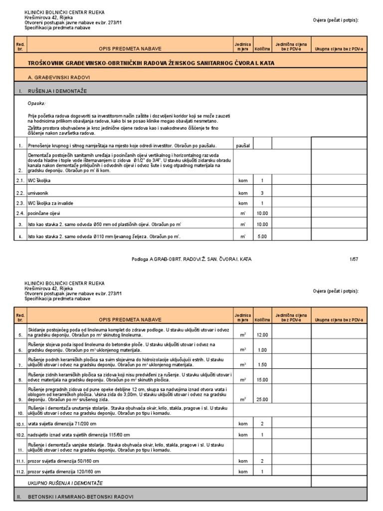 273-11 - Troskovnik | PDF