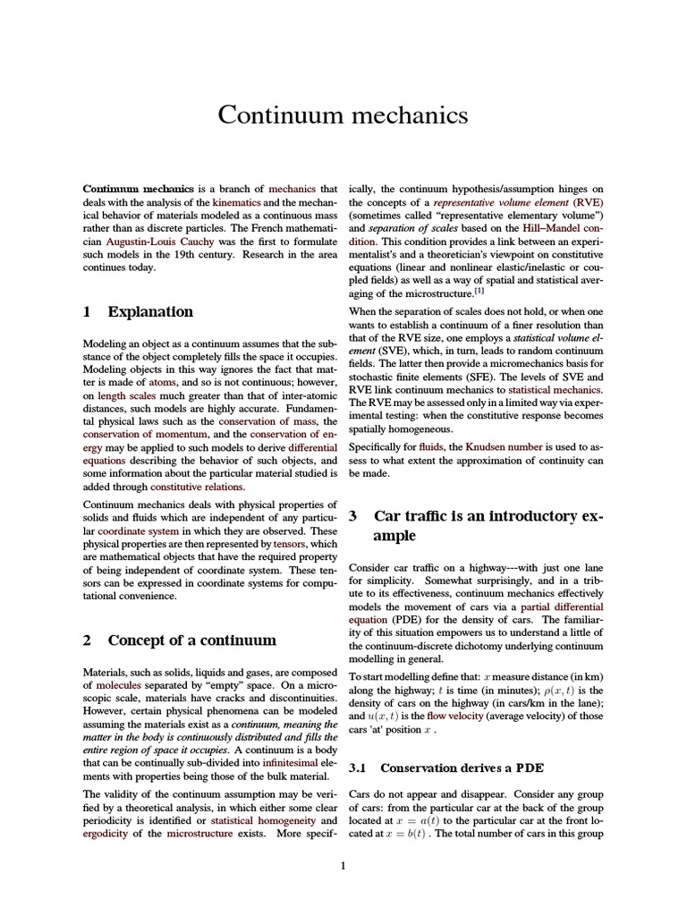 Continuum Mechanics PDF | PDF | Continuum Mechanics | Force