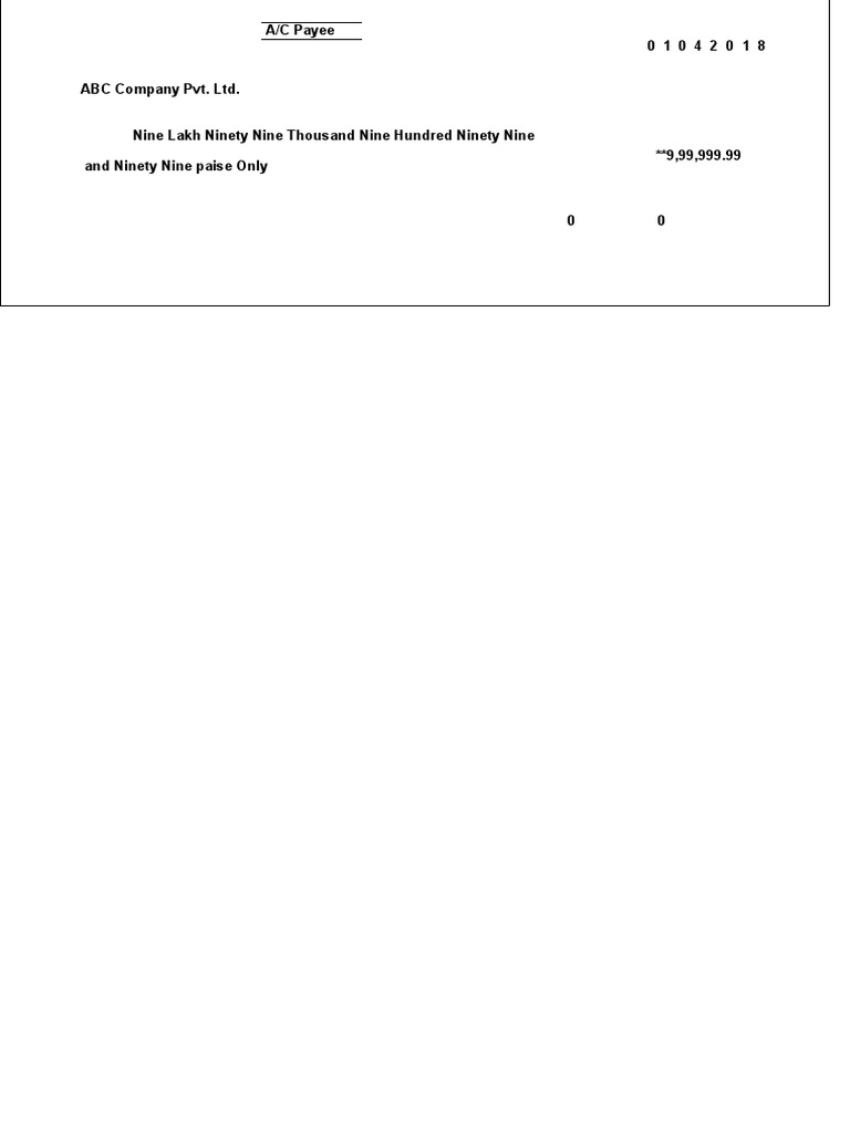 A/C Payee Check for ABC Company | PDF