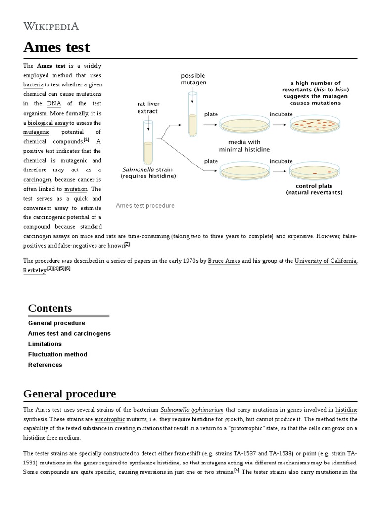 Ames Test PDF | PDF | Molecular Biology | Genetics