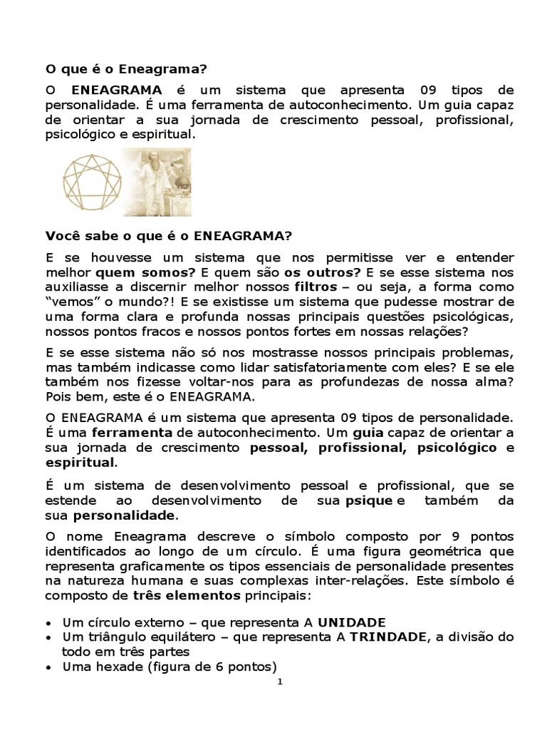 O Que É o Eneagrama PDF | PDF | Eneagrama de personalidade | Mecanismos de defesa