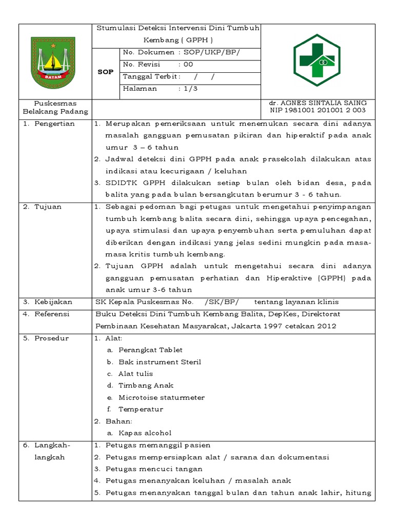 Prosedur GPPH untuk Deteksi Dini Anak | PDF | Self-Improvement | Wellness