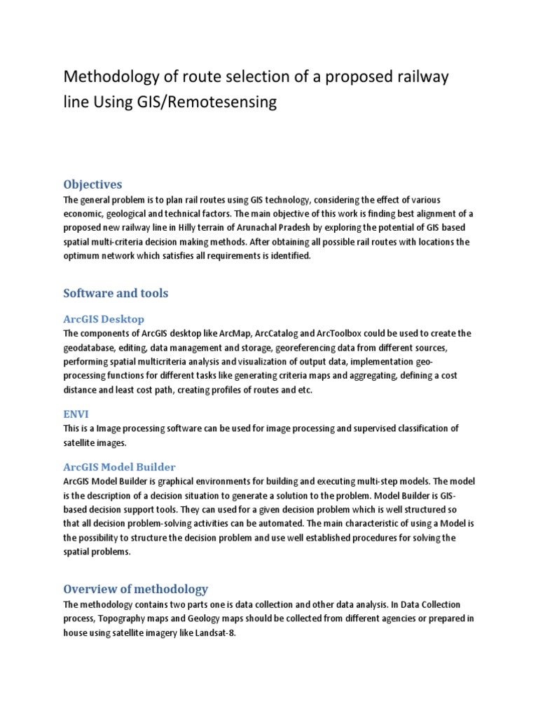 Methodology of Route Selection of A Proposed Railway | PDF | Arc Gis ...