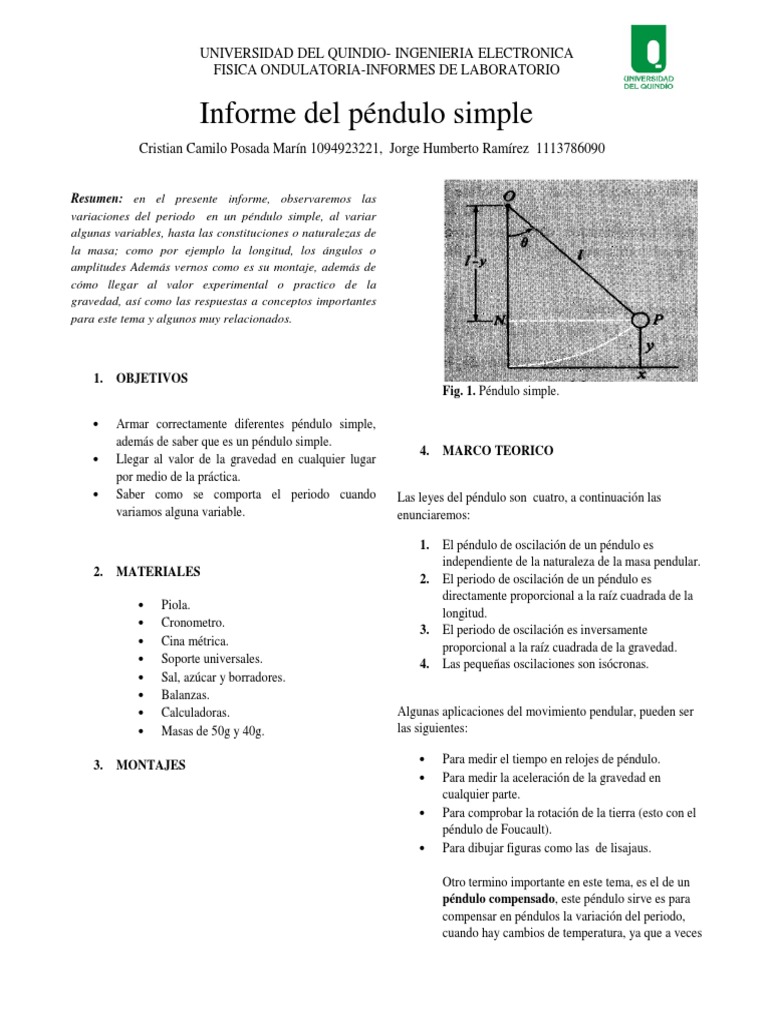 Informe Pendulo Simple | PDF