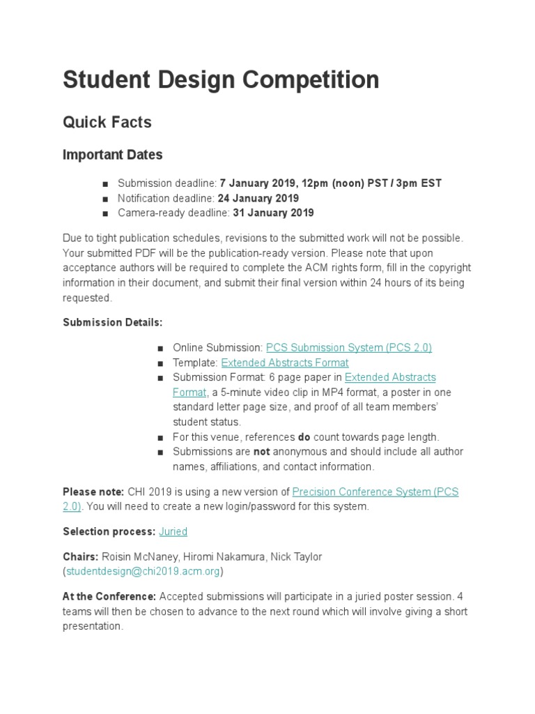 CHI Student Design Competition | PDF | Community | Design