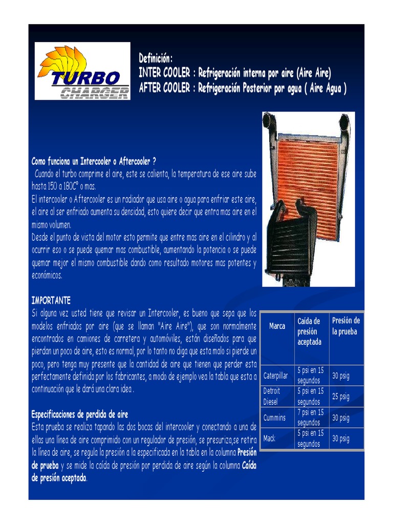 Funcionamiento de Intercoolers y Aftercoolers | PDF | Presión | Tecnología de vehículos