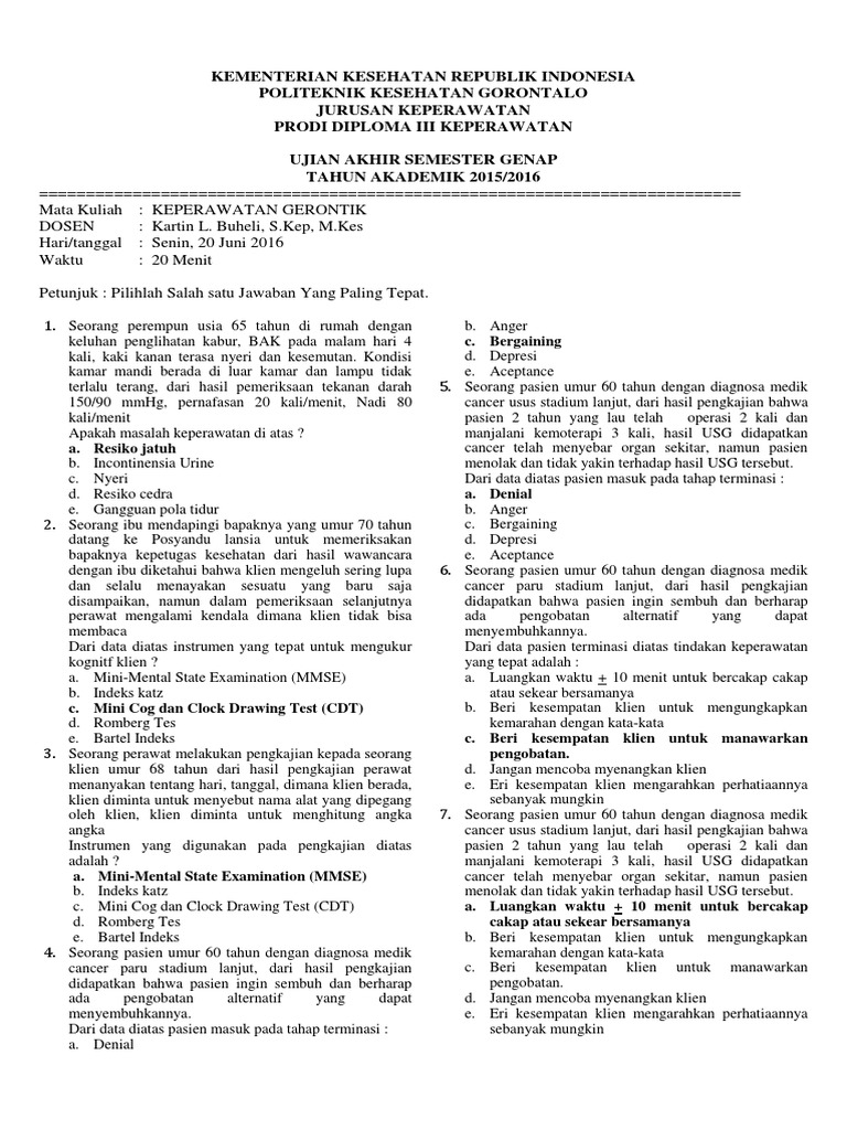 Soal Keperawatan Gerontik | PDF