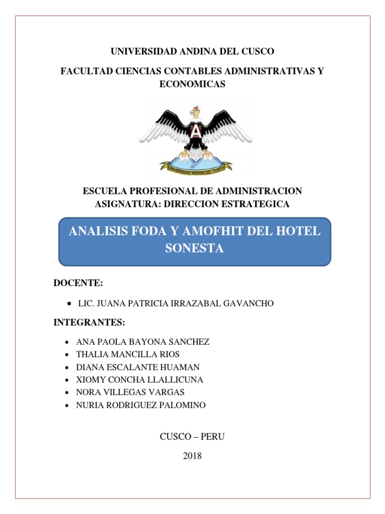 Matriz Foda y Amofhit Direccion E. | PDF | Turismo | Contabilidad