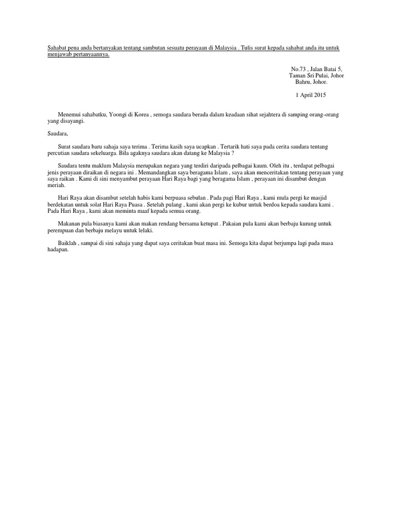 Surat Tidak Rasmi Contoh | PDF