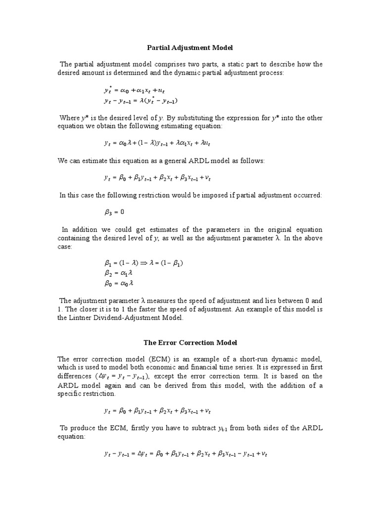 Partial Adjustment Model | PDF | Equations | Applied Mathematics