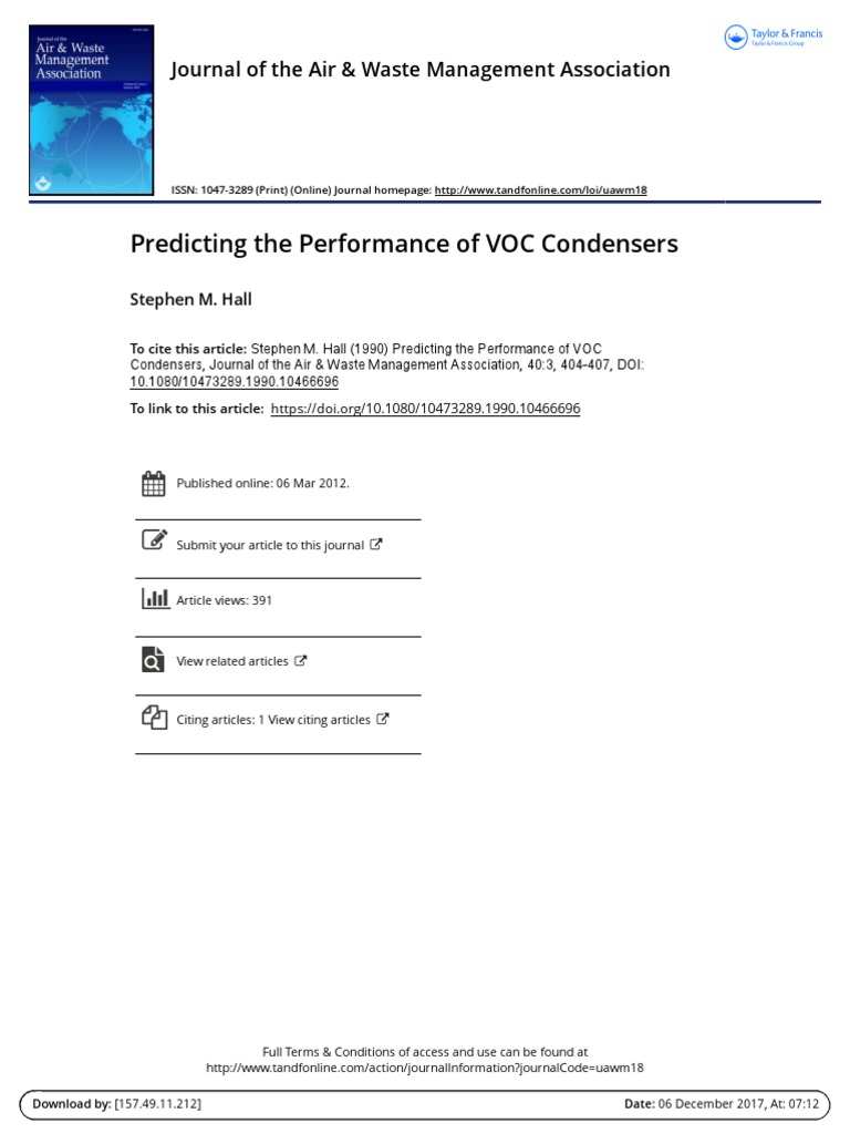 Predicting The Performance of VOC Condensers | PDF | Volatile Organic ...