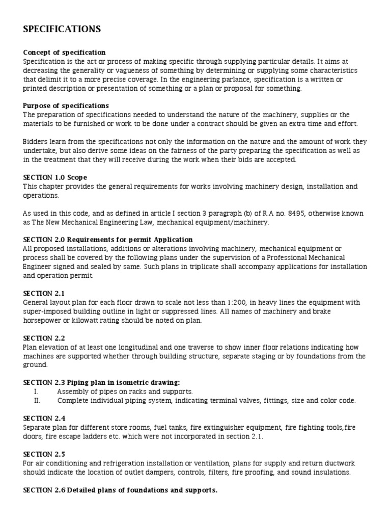 Chapter 1 Specification | PDF | Mechanical Engineering | Engineering