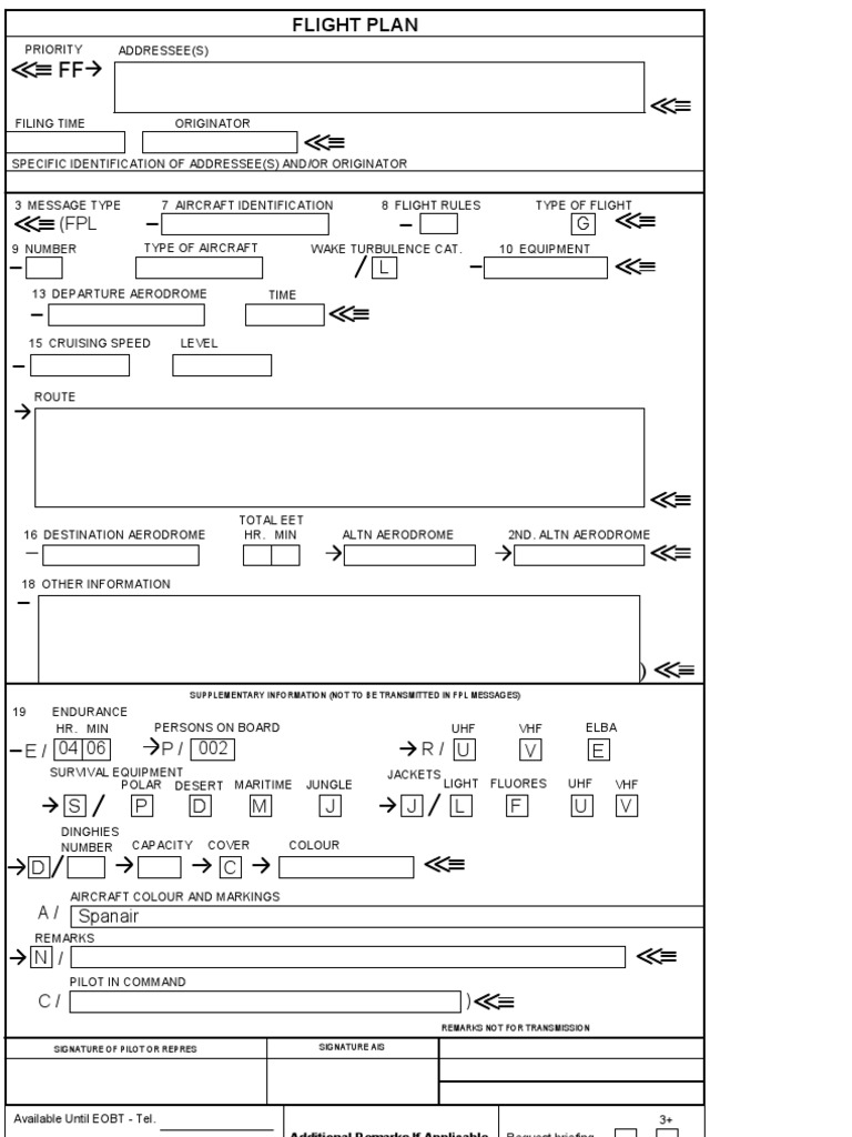 Plan de Vuelo en Blanco Modelo Icao | PDF | Aerospace Engineering ...