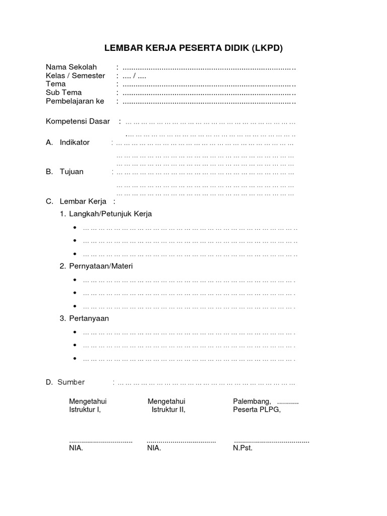 Formulir LKPD Lks | PDF