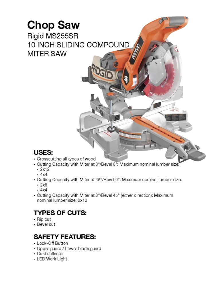 Chop Saw Fact Sheet | PDF | Machines | Equipment
