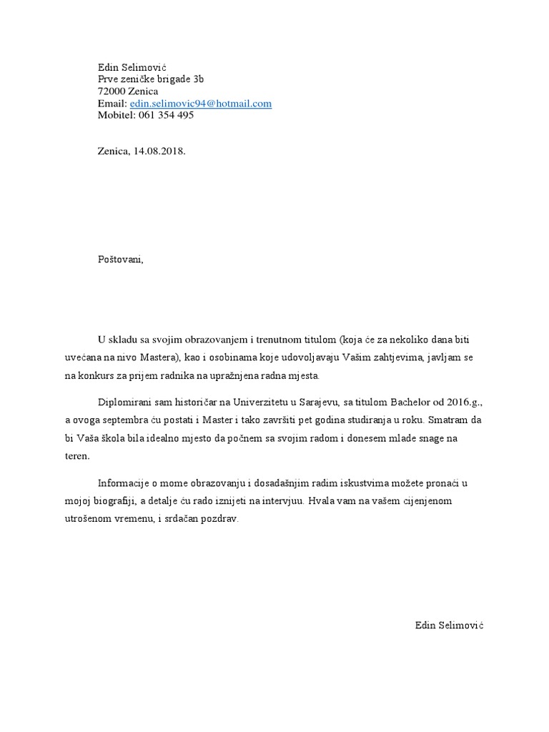 Edin Selimović, Molba | PDF