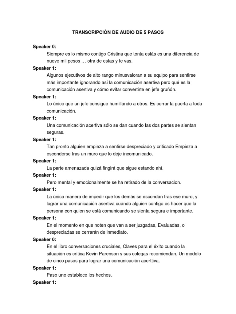 Transcripción de Audio de 5 Pasos | PDF