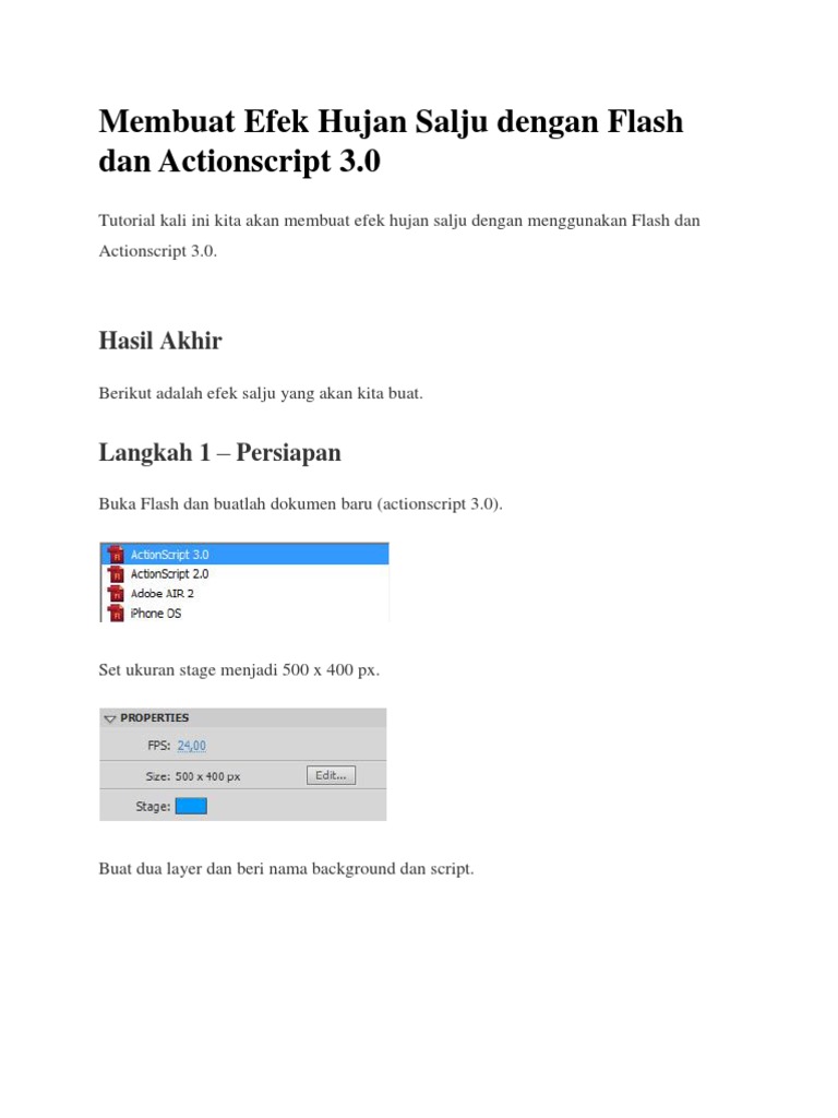Membuat Efek Hujan Salju Dengan Flash Dan Actionscript 3 | PDF